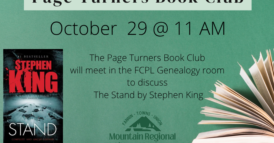 Page Turners Book Club - October | Blue Ridge, GA